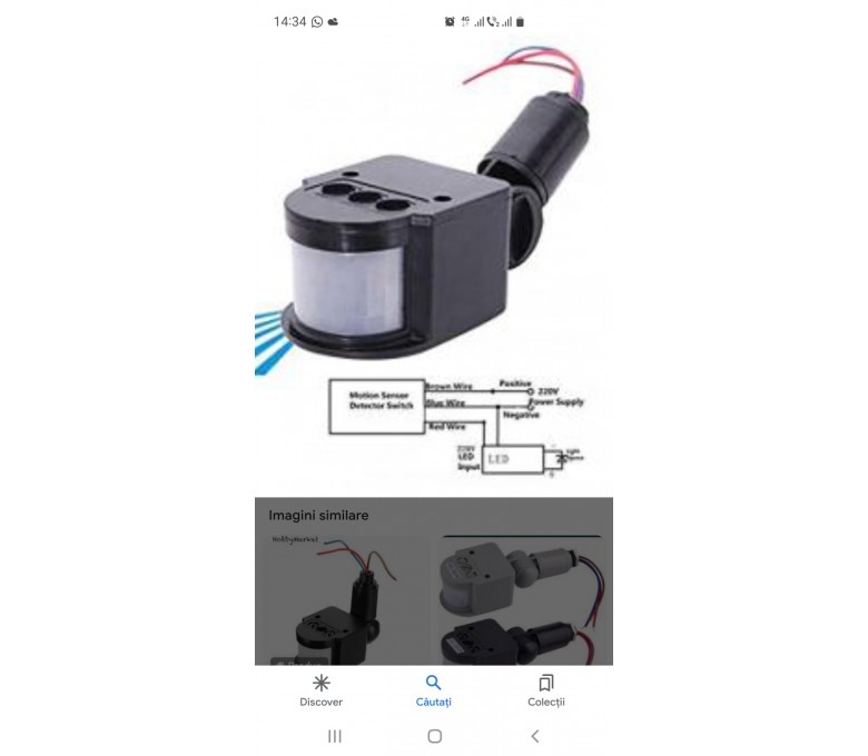 Senzor Miscare PIR Negru 180 grade 12V DC - hobbymarket.ro