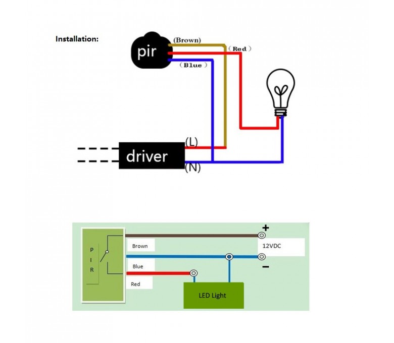 Senzor Miscare PIR Negru 180 grade 12V DC - hobbymarket.ro