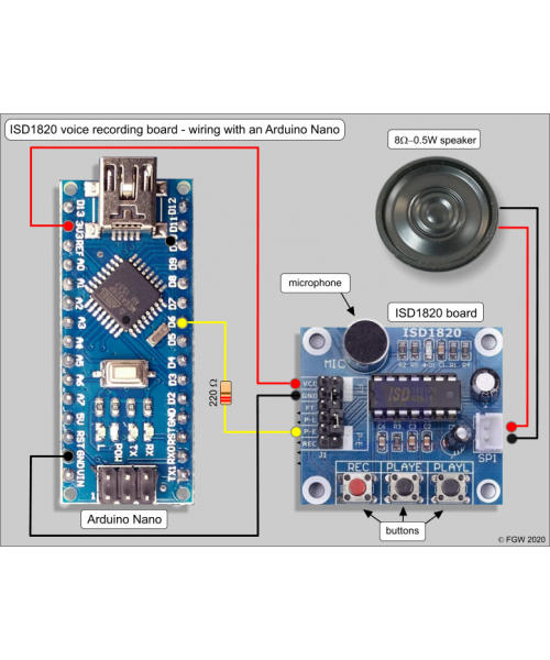 Modul Inregistrare Voce ISD1820 42*38mm - hobbymarket.ro